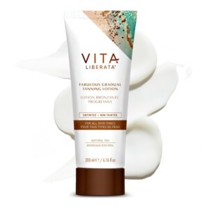 vita liberata fabulous gradual tanning lotion - buildable formula, sun-kissed tan, untinted for minimal transfer, lasting finish, formulated with hyaluronic acid, 6.76 fl oz