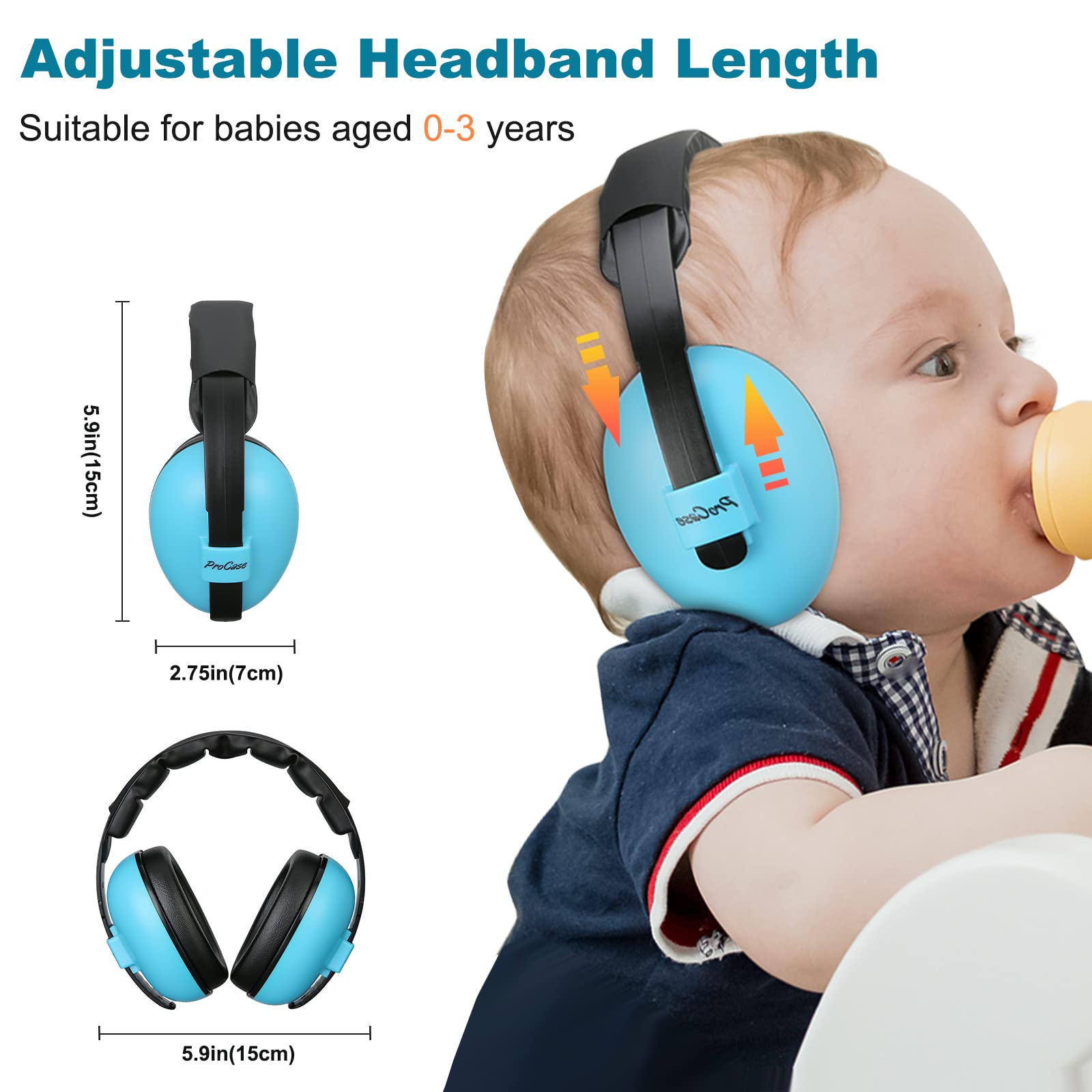 ProCase Baby Headphones for Noise, NRR 22 dB Baby Ear Muffs Noise Protection for Airplane Sleep, Baby Noise Cancelling Headphones, Infant Toddler Ear Protection for 3 Months to 2 Years -Blue