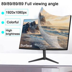 DUODUOGO 24 Inch Curved Computer Monitor 75Hz 2800R Curvature Full HD 1920x1080 LED Screen Monitor for Business, HDMI, VGA, 5ms Response Time