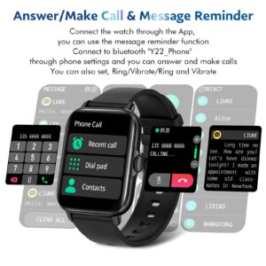 Smart Watch,Fitness Watch with Heart Rate Blood Pressure Monitor IP67 Waterproof Bluetooth Phone Watch(Make/Answer Call) with AI Voice Control,1.7" Smartwatch for Android iOS Phones Men Women Black