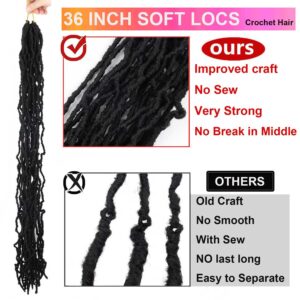 6 Packs 36 Inch Faux Locs Crochet Hair Pre looped Crochet Goddess Loc Hair Braids Soft Locs Crochet Hair for Black Women (36 Inch (Pack of 6), 1B#)