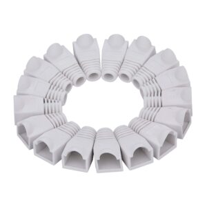 cctv-4less 100 pack rj45 cat5e cat6 ethernet network cable boot cover, strain relief connector protection, pvc soft plastic (white)