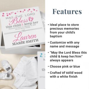 Let's Make Memories Personalized Keepsake Box for Baptism - Memories Box - Memento Storage - For Girls (Pink) - 6" Hx12 Sq