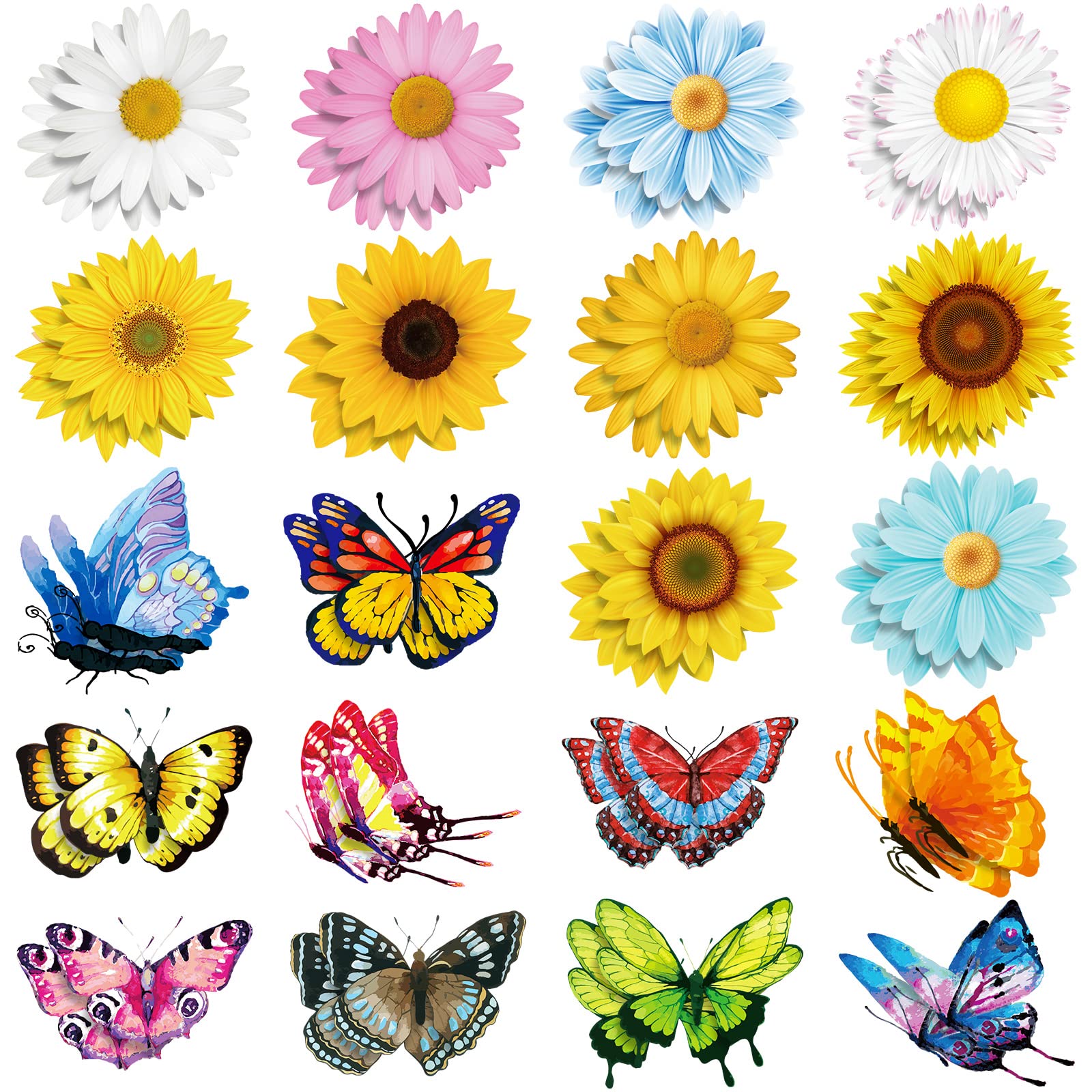 40 Pieces Sunflower Cutouts Butterfly Cutouts Classroom 3D Bulletin Board Decoration Gerbera Daisy Cutouts for School Early Childhood Teacher Student School Wall Birthday Party Decoration