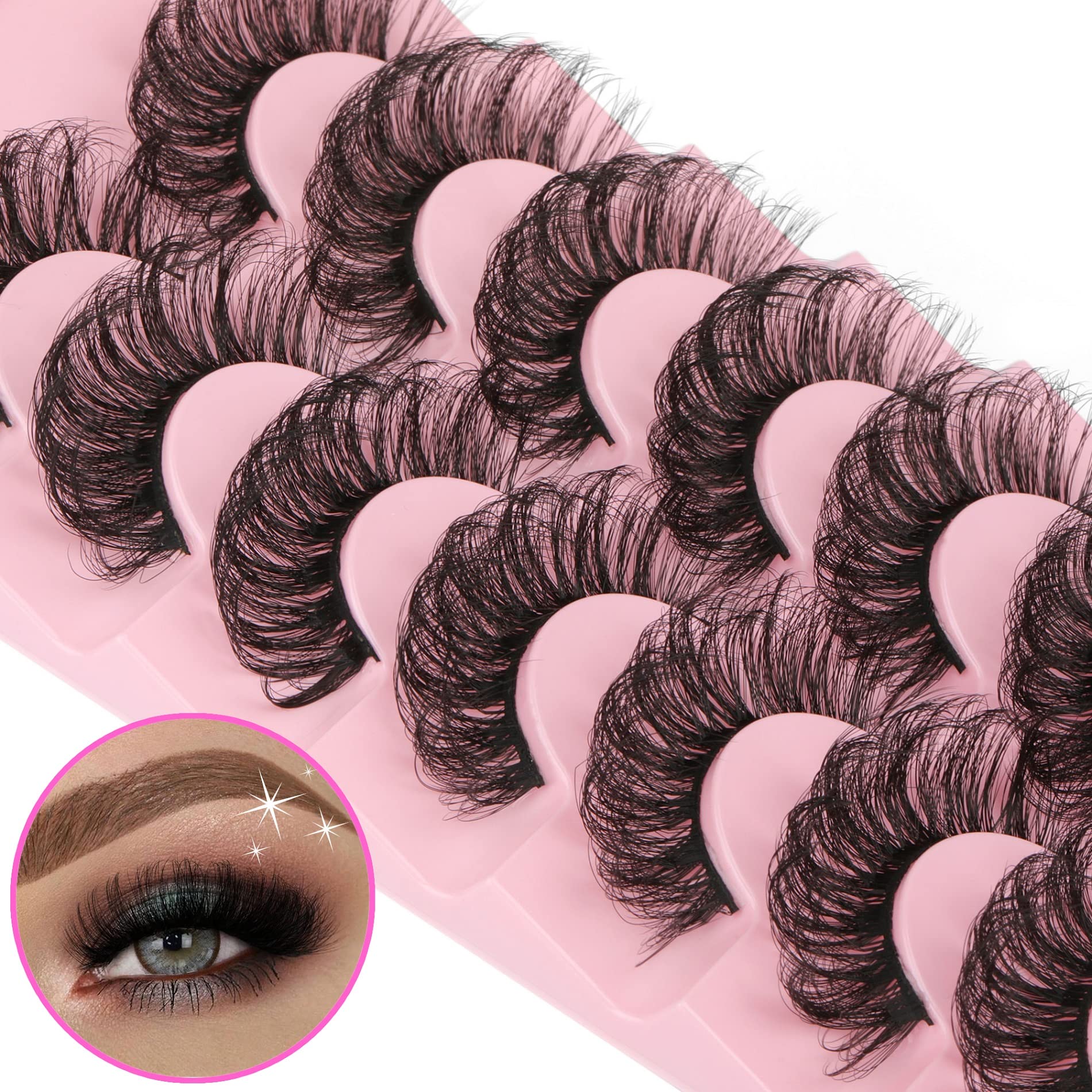 HeyAlice Mink Lashes Fluffy False Eyelashes 22mm Natural Dramatic Eye Lashes Pack D Curl Volume Strip Fake Eyelashes (HY2)