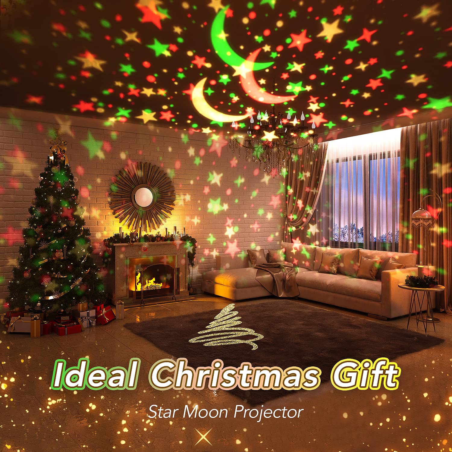 One Fire Kids Night Light Projector, 4 in1 Sound Machine Baby Night Light,Bluetooth Speaker Star Projector Night Light for Kids,4 Films 64 Light Modes Star Light Projector for Christmas Gifts for Kids