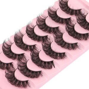 HeyAlice Mink Lashes Fluffy False Eyelashes 22mm Natural Dramatic Eye Lashes Pack D Curl Volume Strip Fake Eyelashes (HY2)