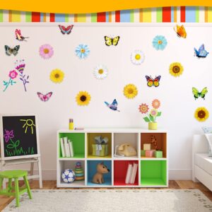 40 Pieces Sunflower Cutouts Butterfly Cutouts Classroom 3D Bulletin Board Decoration Gerbera Daisy Cutouts for School Early Childhood Teacher Student School Wall Birthday Party Decoration