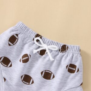 Endorothii Infant Baby Boy Football Outfit Game Day Print Short-Sleeve T-Shirt Tops and Shorts Summer Clothes Set (6-12 Months,Brown)