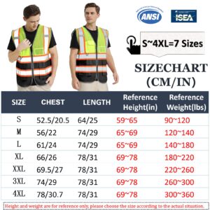 BeautyWill Custom Mesh Safety Vest Customized Logo Class2 High Visibility Reflective Vest with Pockets Construction workwear （Yellow Black，L ）