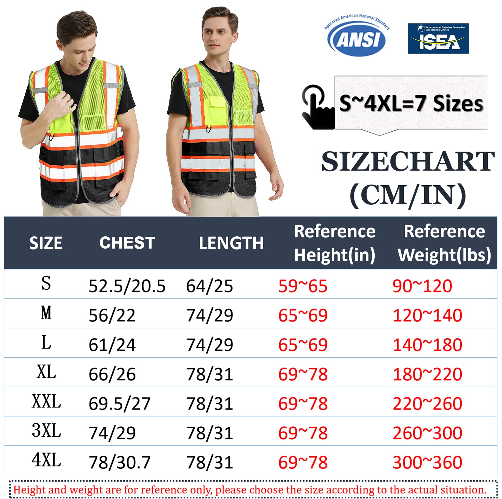 BeautyWill Custom Mesh Safety Vest Customized Logo Class2 High Visibility Reflective Vest with Pockets Construction workwear （Yellow Black，L ）