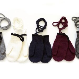 tittimitti 100% Virgin Wool Baby Toddler Kids (6 Months - 7 Years) Thumbed Mittens with String. OEKO-TEX® Standard 100 (2 (3-5 Years), Heather Grey)