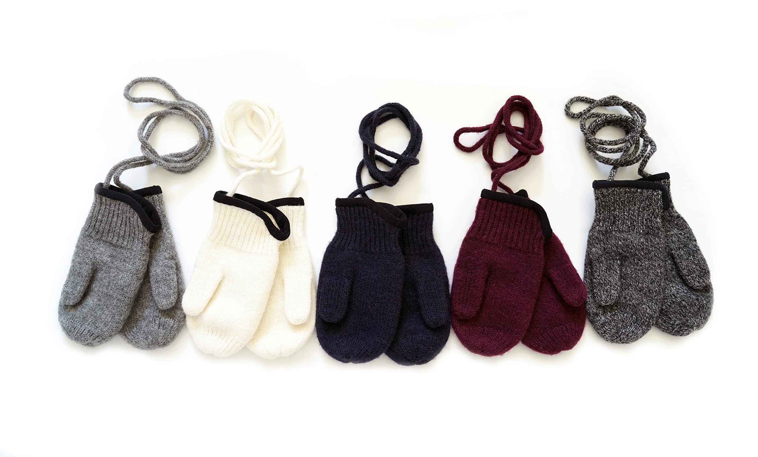 tittimitti 100% Virgin Wool Baby Toddler Kids (6 Months - 7 Years) Thumbed Mittens with String. OEKO-TEX® Standard 100 (2 (3-5 Years), Heather Grey)