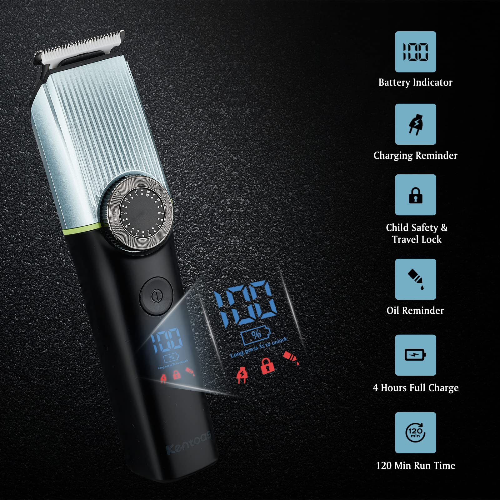 Hair Trimmer for Men, Women and Kids, Rechargeable Hair Clippers Beard Grooming Kit, Waterproof Bikini Trimmer Body Trimmer, Beard Trimmer for Men with LED Digital Display