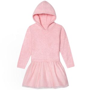 gerber baby and toddler girls sweater dress with tulle skirt, pink, 4t