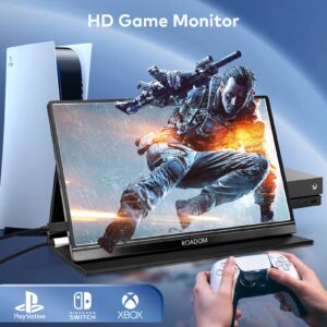 ROADOM Portable Monitor for Laptop, 15.6'' FHD 1080P IPS HDR Travel Monitor with Mini HDMI USB C,External Monitor for Laptop PC Mac Phone Xbox PS4 Switch,Smart Cover,Dual Speakers,Plug and Play