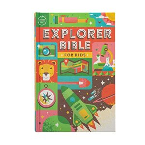 csb explorer bible for kids, hardcover, red letter, full-color design, photos, illustrations, charts, videos, activities, easy-to-read bible serif type