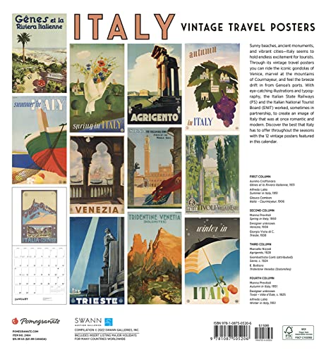 Italy: Vintage Travel Posters 2023 Wall Calendar