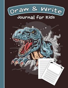 draw & write journal for kids: cute dinosaur notebook - primary draw & write - storybook - diary, 8.5 x 11 110 pages