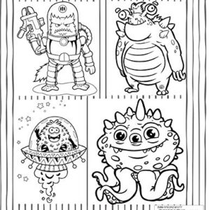 Friendly Aliens - Coloring Book For Kids: Strange Creatures, UFO Spaceships Visitors From Outer Space – For Boys & Girls 5+