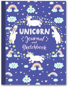 unicorn journal and sketchbook: journal and notebook for girls - composition size (7.5"x9.75") with lined and blank pages, perfect for journal, doodling, sketching and notes