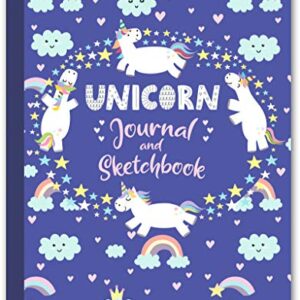 Unicorn Journal and Sketchbook: Journal and Notebook for Girls - Composition Size (7.5"x9.75") With Lined and Blank Pages, Perfect for Journal, Doodling, Sketching and Notes