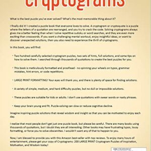 Cryptograms: 200 LARGE PRINT Cryptogram Puzzles of Inspiration, Motivation, and Wisdom