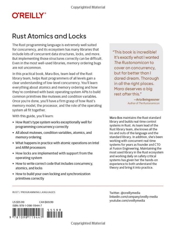 Rust Atomics and Locks: Low-Level Concurrency in Practice