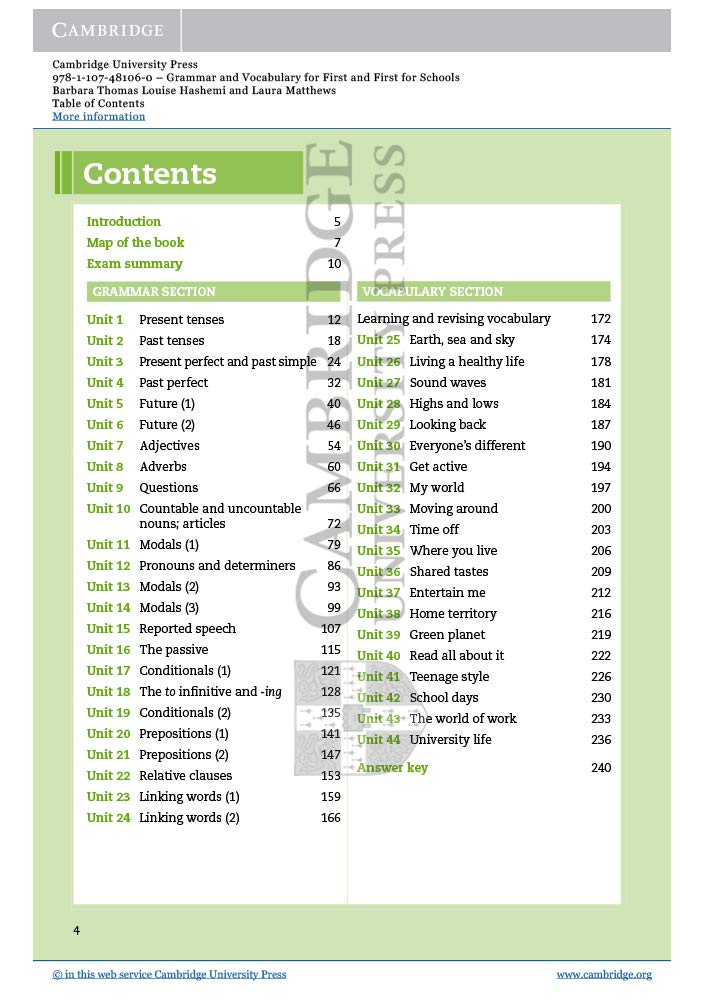 Grammar and Vocabulary for First and First for Schools Book with Answers and Audio (Cambridge Grammar for Exams)