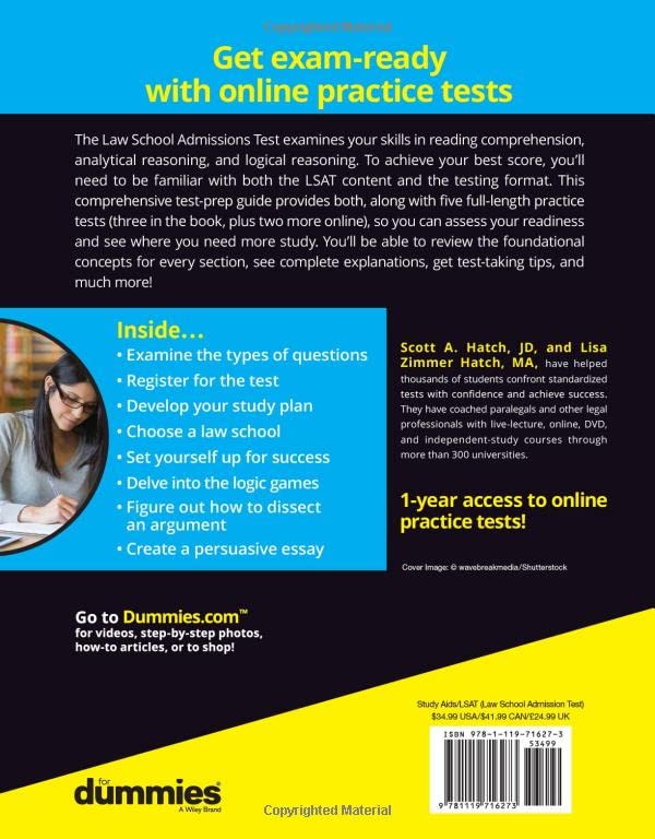 LSAT For Dummies: Book + 5 Practice Tests Online