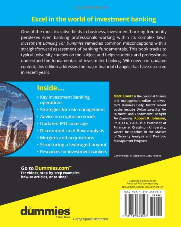 Investment Banking For Dummies (For Dummies (Business & Personal Finance))