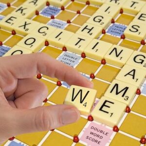 Tile Lock Scrabble by Winning Moves Games USA, Innovative Gameboard "Locks" Tiles In Place, for 2 to 4 Players, Ages 8 and Up