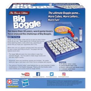 Big Boggle with 5x5 Grid and 25 Letter Cubes by Winning Moves Games USA, Thought Provoking Word Game Bigger Than the Original, for 2 or More Players, Ages 8+ (1147)