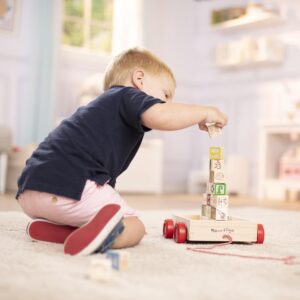 Melissa & Doug Classic ABC Wooden Block Cart Educational Toy With 30 1-Inch Solid ABC Wood Blocks For Toddlers Ages 2+