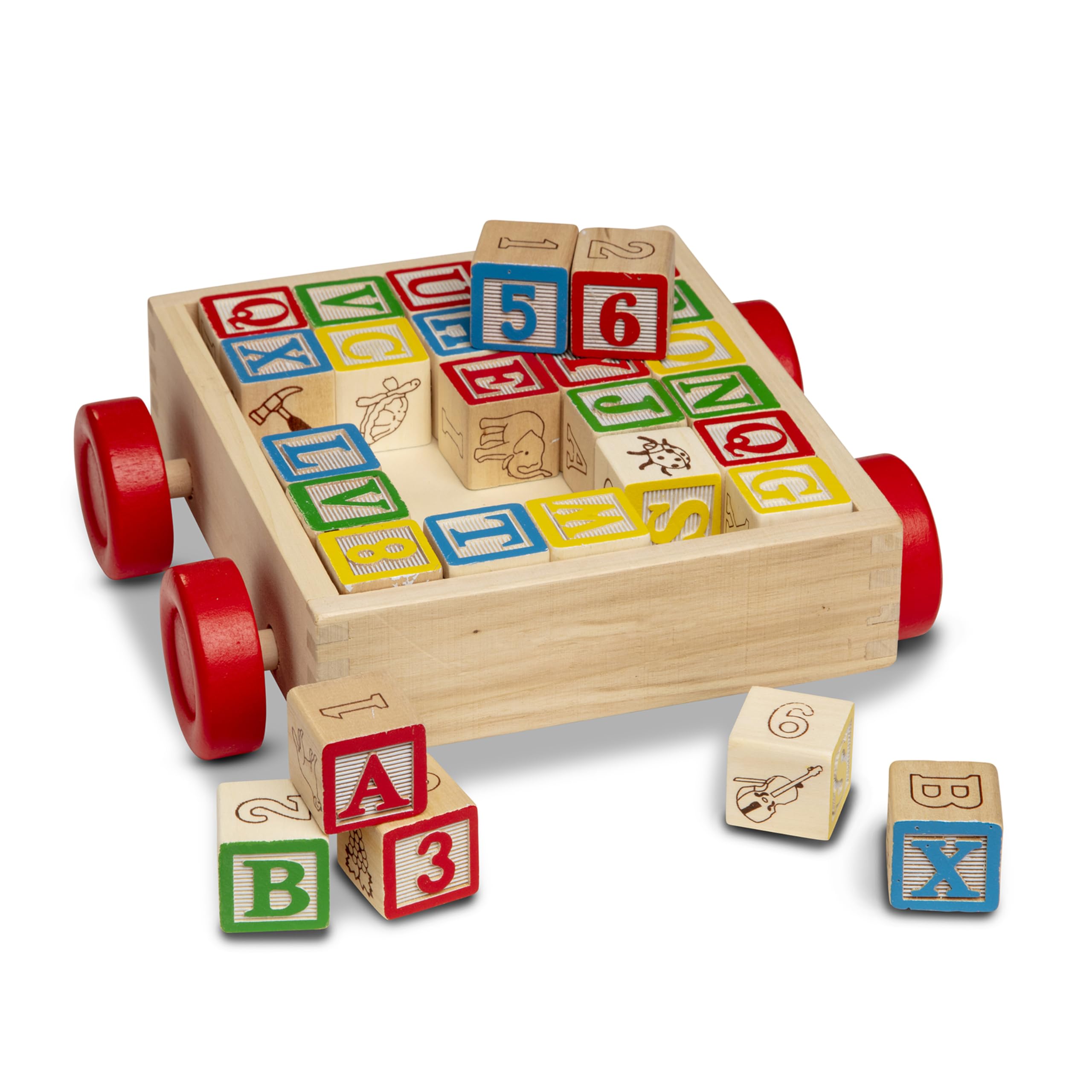 Melissa & Doug Classic ABC Wooden Block Cart Educational Toy With 30 1-Inch Solid ABC Wood Blocks For Toddlers Ages 2+