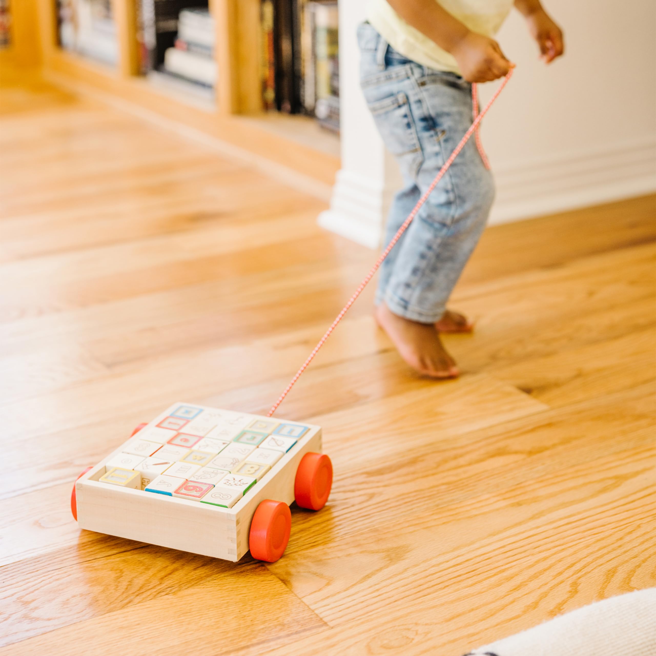 Melissa & Doug Classic ABC Wooden Block Cart Educational Toy With 30 1-Inch Solid ABC Wood Blocks For Toddlers Ages 2+