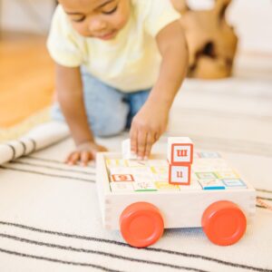 Melissa & Doug Classic ABC Wooden Block Cart Educational Toy With 30 1-Inch Solid ABC Wood Blocks For Toddlers Ages 2+