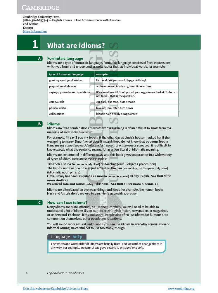 English Idioms in Use Advanced Book with Answers: Vocabulary Reference and Practice (Vocabulary in Use)