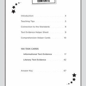 100 Task Cards: Text Evidence: Reproducible Mini-Passages With Key Questions to Boost Reading Comprehension Skills