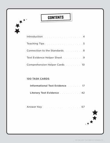 100 Task Cards: Text Evidence: Reproducible Mini-Passages With Key Questions to Boost Reading Comprehension Skills