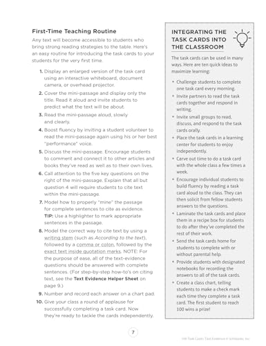 100 Task Cards: Text Evidence: Reproducible Mini-Passages With Key Questions to Boost Reading Comprehension Skills