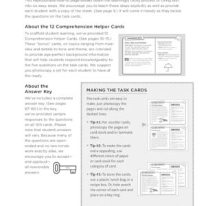 100 Task Cards: Text Evidence: Reproducible Mini-Passages With Key Questions to Boost Reading Comprehension Skills