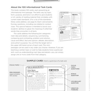 100 Task Cards: Informational Text: Reproducible Mini-Passages With Key Questions to Boost Reading Comprehension Skills