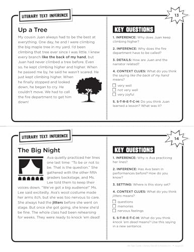 100 Task Cards: Literary Text: Reproducible Mini-Passages With Key Questions to Boost Reading Comprehension Skills