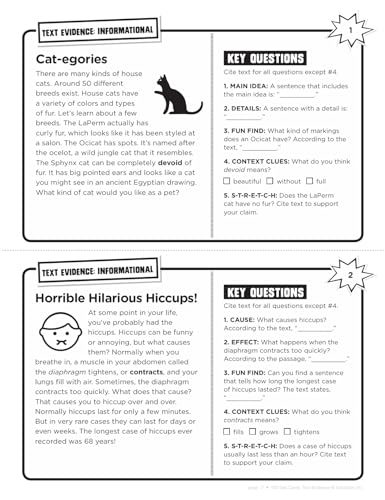 100 Task Cards: Text Evidence: Reproducible Mini-Passages With Key Questions to Boost Reading Comprehension Skills