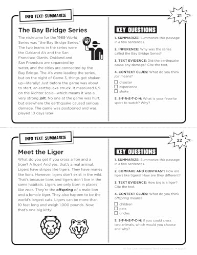 100 Task Cards: Informational Text: Reproducible Mini-Passages With Key Questions to Boost Reading Comprehension Skills