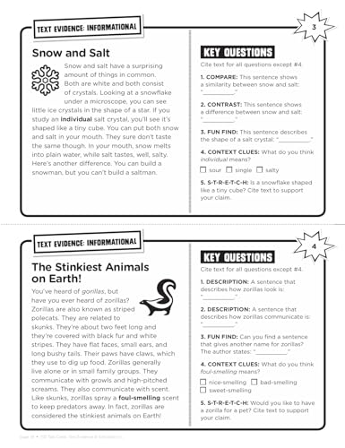 100 Task Cards: Text Evidence: Reproducible Mini-Passages With Key Questions to Boost Reading Comprehension Skills