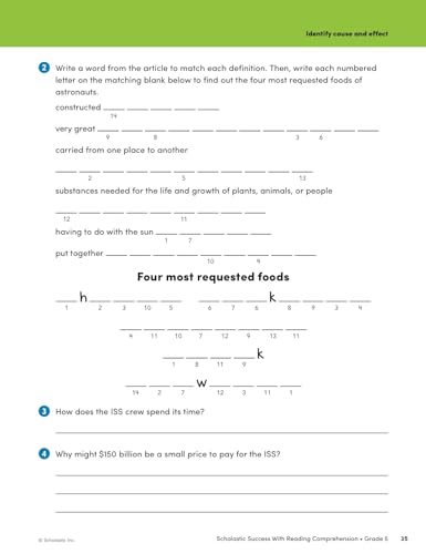 Scholastic Success with Reading Comprehension Grade 5 Workbook