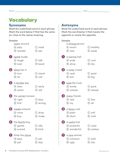 Scholastic Success with Reading Tests Grade 3 Workbook