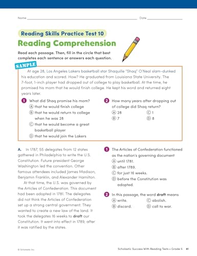 Scholastic Success with Reading Tests Grade 5 Workbook